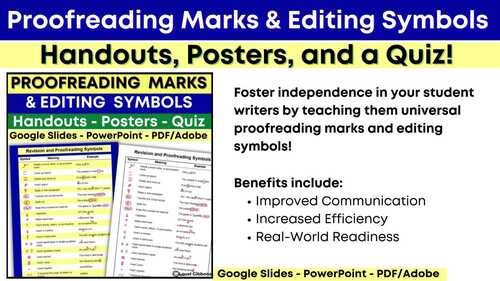 Proofreading and Editing Marks Symbols Handouts Posters Quiz, Google ...