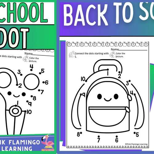 Back to School Dot to Dot Numbers No Prep Worksheets Preschool Kindergarten