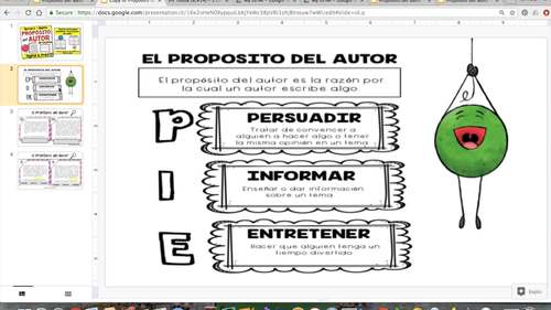Author's Purpose in Spanish - Propósito del autor - Lecturas - Digital ...
