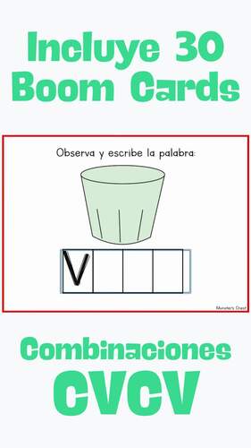 Escribe palabras de 4 letras Boom Cards Silabas abiertas palabras bisilabas