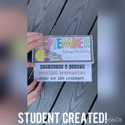 Newsletter Student Created Monthly Flipbook EDITABLE by Kate's Place