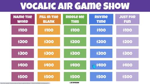 Vocalic AIR Game Show Digital, No Print and Interactive Using Google Slides