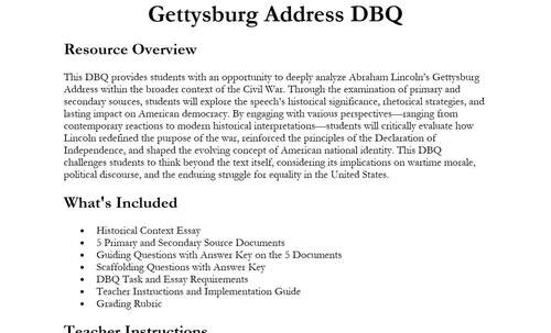 No Prep Gettysburg Address DBQ by PBL History & Civics | TPT