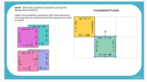 Solving Quadratics by Square Roots Digital and Printable Puzzle by ...