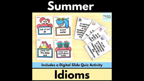 Summer Idioms Printable & Digital Activities for Figurative Language in ...