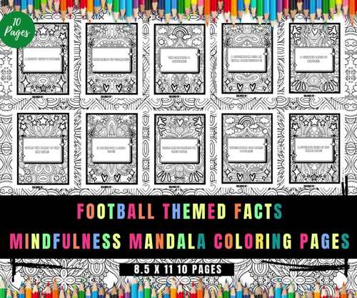 Football Math Themed Activities, Facts Saying, Mindfulness Mandala Coloring