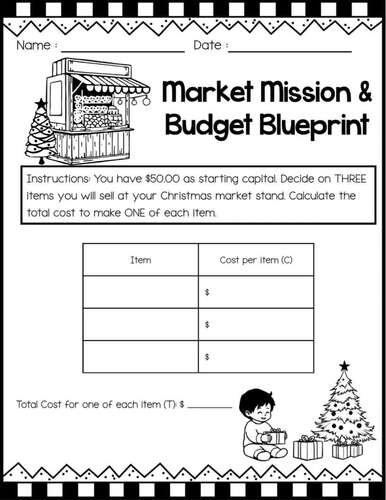 3rd-4th Grade Christmas Math: Money, Budgeting & Profit Unit Financial ...