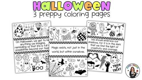 Halloween Retro & Preppy | 3 Groovy Early Finishers Coloring Pages for SEL