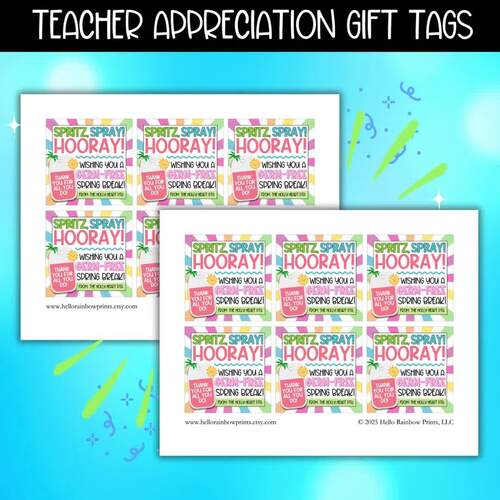 Spring Break Hand Sanitizer Teacher Staff Appreciation Gift Tag, Germ ...