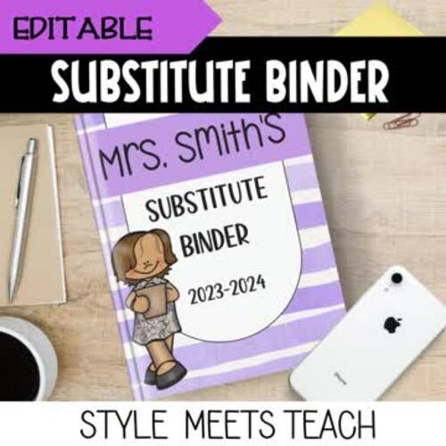 Substitute Binder Templates | Substitute Planner | Substitute Forms ...