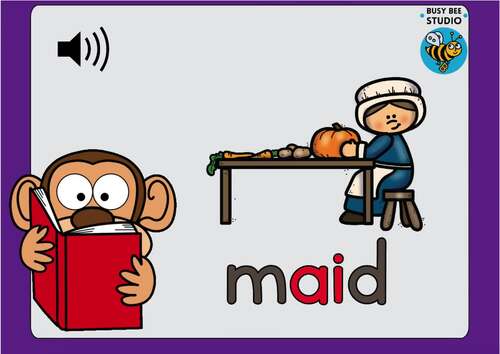 Long A Boom Cards with Audio | AI words by Busy Bee Studio | TPT