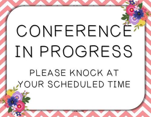 Parent Teacher Conference Do Not Disturb Sign - Peach Chevron | TPT