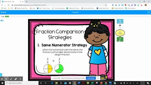 Comparing Fractions Boom Cards Distance Learning by Liana's Small World
