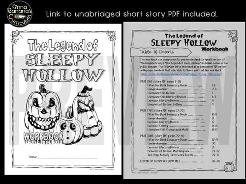 THE LEGEND OF SLEEPY HOLLOW WORKBOOK: Digital and Print Story Analysis