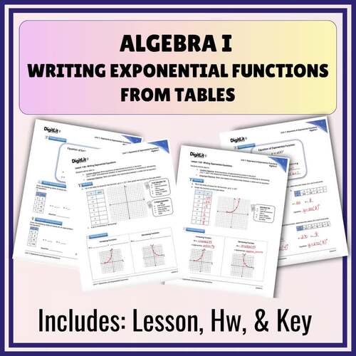 Exponential Functions & Tables Guided Notes, Worksheets 8th-10th Grade ...