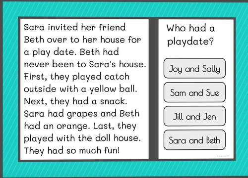 Short Passage Reading Comprehension Boom Cards™ | Deck 2 by Mrs Sped ...