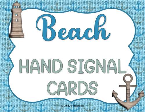 Beach (Rustic) Hand Signal Cards *Editable* by Cindy's Treasures