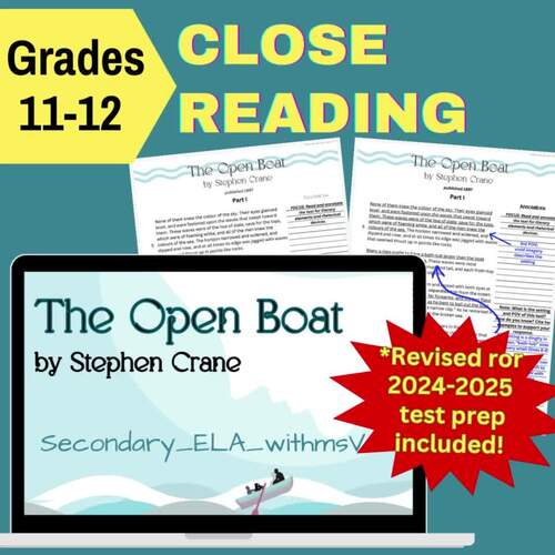 The Open Boat Close Reading & AP Lit Style Assessments | TPT