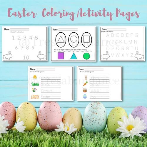Coloring Page bundle, Coloring Book PDF, Tracing Worksheet, Easter ...