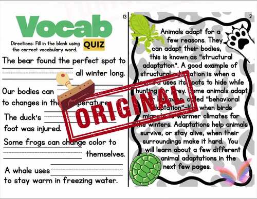 Animal Adaptations Activity Booklet by Mary Mary Quite PriMARY | TPT