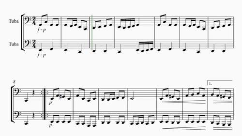 Swallowtail duet for two tubas by We-Teach-Music | TPT