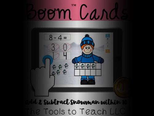 Boom™ Cards Add and Subtract Movable Snowmen to 10 Self-Correct Grades ...