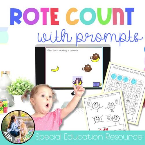 Rote Counting WITH PROMPTS and One-to-One Correspondence Worksheets
