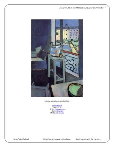 Henri Matisse Art Lesson Fish Bowl Collage K-4th grade Art History