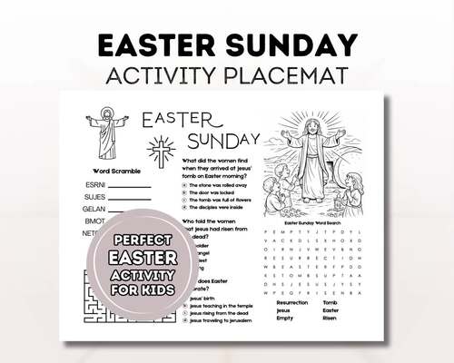 Easter Sunday Activity Placemat | Christian Easter Activity Sheet