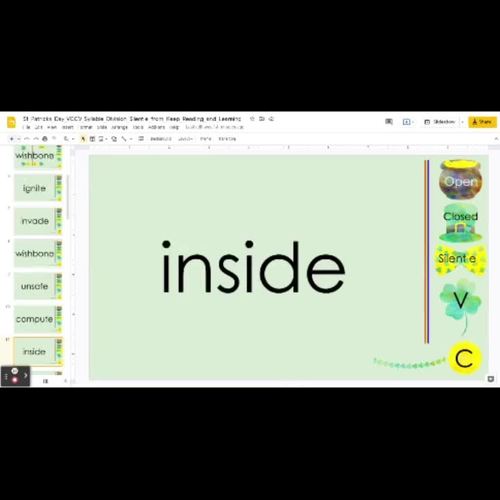 St Patrick's Day Silent e VCCV Pattern Syllable Division for Google Slides™