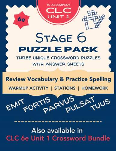 CLC Stage 6 Crosswords (Cambridge Latin Vocab - 6th edition) | TPT