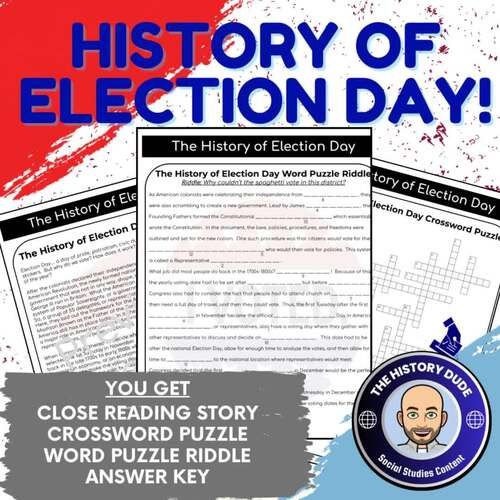 History of Election Day Close Reading, Crossword Puzzle, and Riddle ...