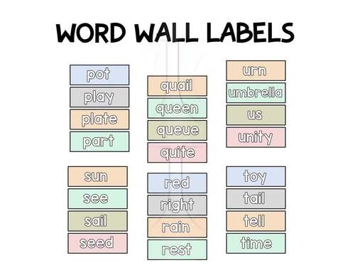 Printable Calm Colors Word Wall Labels, Word Wall Banners, Alphabet Letters