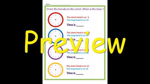 Clocks - Reading Time - Worksheets– Hour. by Partshala Learning School