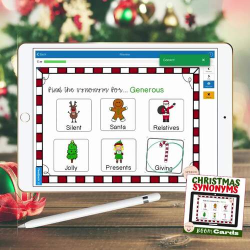 Christmas Synonyms Boom Cards by Speech Friend | TPT