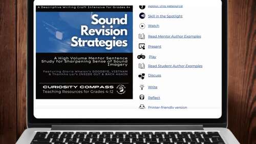 Mentor Sentences, Verb Anchor Chart, Descriptive Writing Graphic Organizers