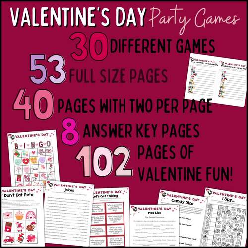 Valentine’s Day Games Mega Pack • 30 Fun Party Games for Kids & Family