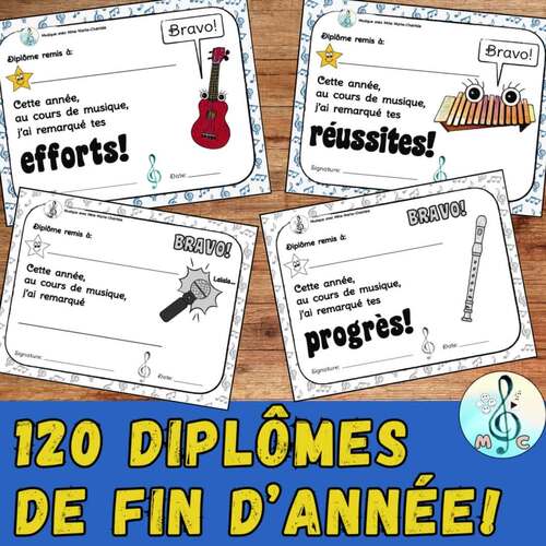 Diplômes de fin d'année - certificats/récompense instruments de MUSIQUE