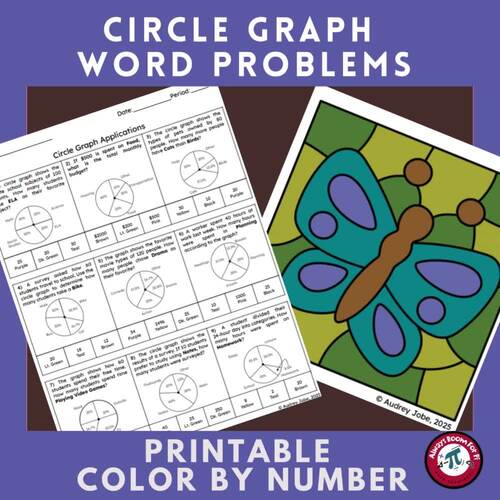 7.6G Circle Graph Word Problems Using Percentages Color By Number Printable