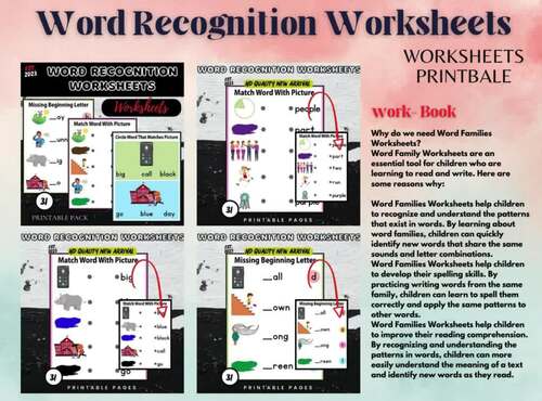 Word Recognition Worksheets 2024-2025 by English For Kids ABC | TPT