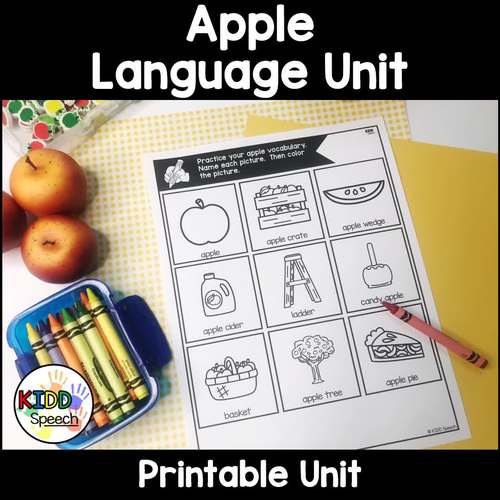 Preschool Speech Therapy Apple Language Unit Printable Activities