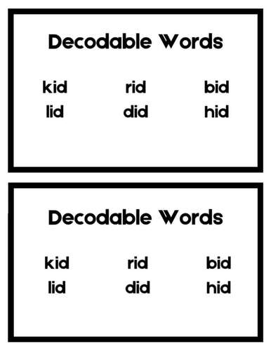 -id Word Family Decodable Reader - Short I CVC Mini Book - Decodable Text