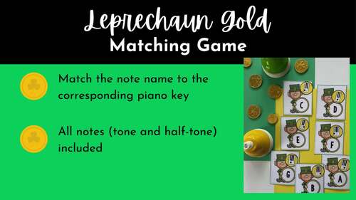 St. Patrick's Day Note Name to Piano Key Matching Game | TPT