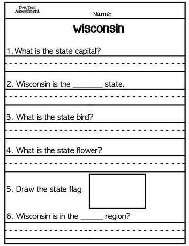 Wisconsin Worksheets, 50 States, Special Education | TPT