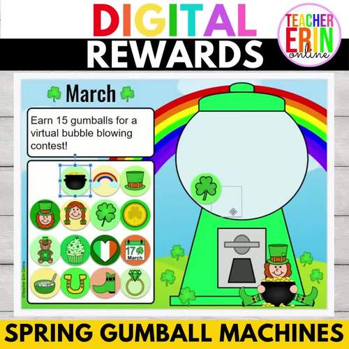 Digital Rewards Gumball Machines SPRING Months Saint Patrick's Day Bugs ...