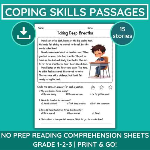 Coping Skills Reading Passages & Questions SEL Stories & Comprehension ...