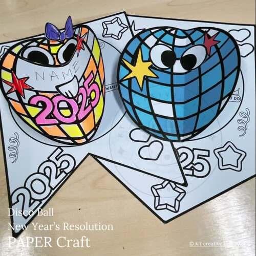 Disco Ball New Year’s 2026 Writing & Craft Activity | Goal Setting for Kids