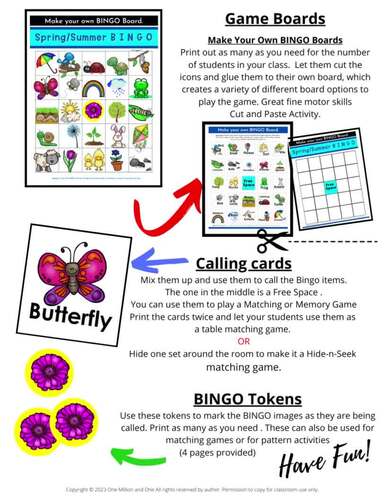 Spring and Summer Bingo Activity Boards GAME | Play Based Curriculum ...