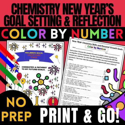 New Year Science Chemistry Skills and Goal Setting Resolution Color by ...
