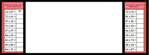 Sugar Skull Calavera Couple 2-digit by 2-digit Multiplication Pixel Art